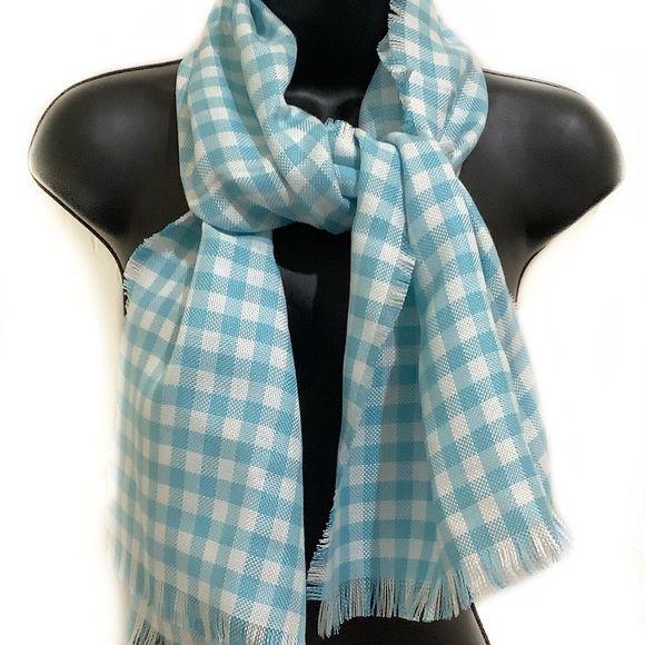 Accessories | New Light Blue White Checkered Scarf Winter Scarf Linen ...